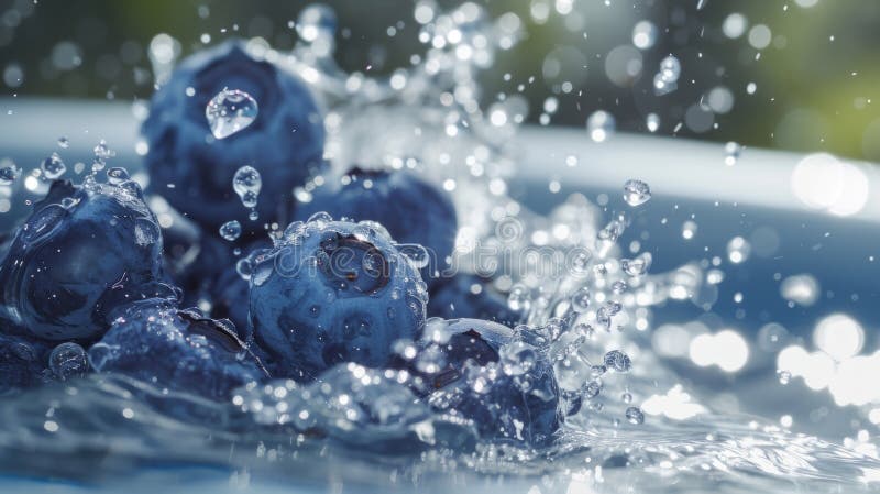 Blueberry Splashing into Water Stock Illustration - Illustration of ...