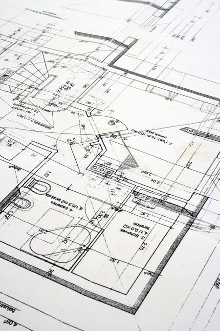 Close up of a blueprint stock photo. Image of built, autocad - 2983480