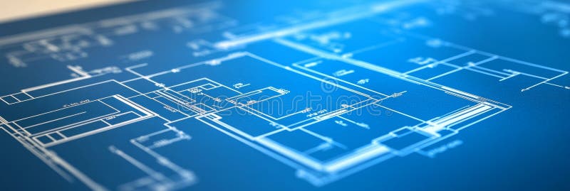 Close-Up Blueprints Detail of Technical Architecture with Floor Plans ...