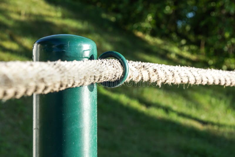 A Close Up of a Board Walk Wooden Post and Rope Stock Image - Image of ...