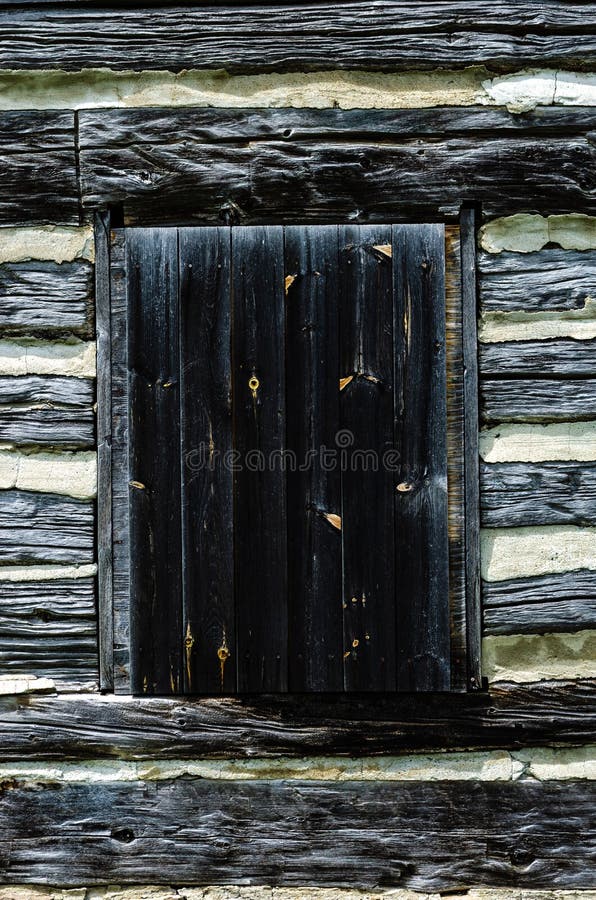 Close-up of a Boarded Up Log Cabin Window Stock Photo - Image of ...