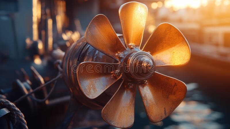Close-up of a Boat Propeller, Golden Hue, Sunset Light Stock ...