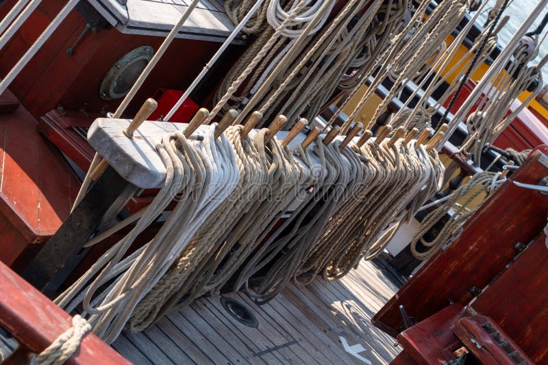 Close up of a boat ropes stock photo. Image of navigation - 309262938