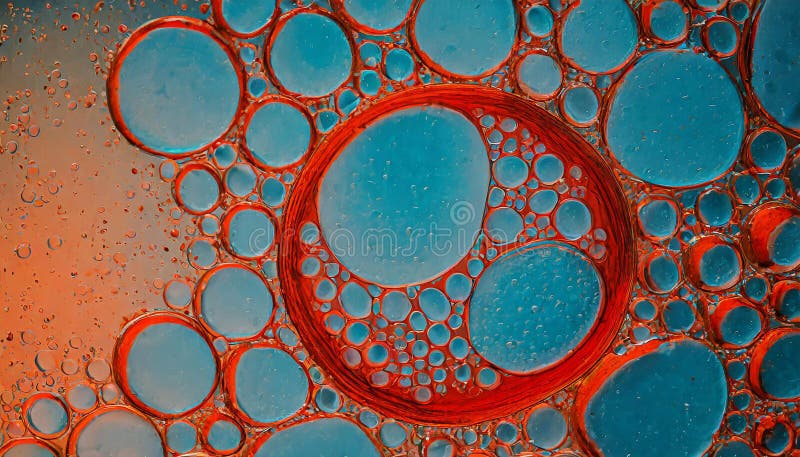 Close-up of Body Cells Under Microscope, Red and Blue Colors ...