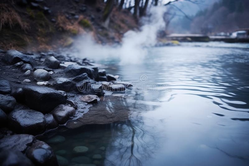 Close-up of Boiling Water of Black Hot Spring Stock Illustration ...