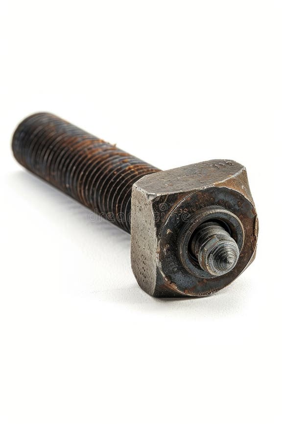 A Close-up of a Bolt and Nut on a White Background, Ideal for Use in ...
