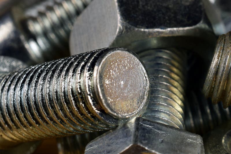Close Up of Bolts and Nuts. Stock Photo - Image of chrome, build: 108239546