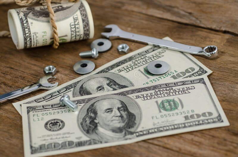 Close Up, Bolts , Nuts and Money Stock Image - Image of bill, graphic ...