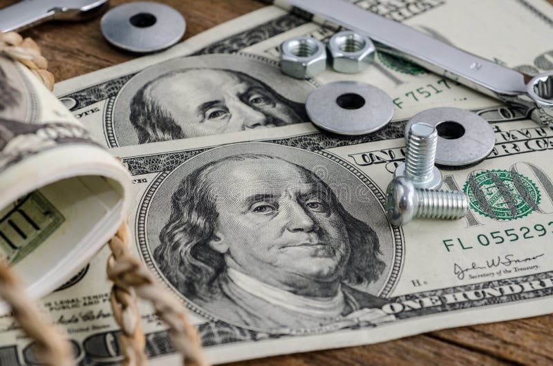 Close Up, Bolts , Nuts and Money Stock Image - Image of bank, cash ...