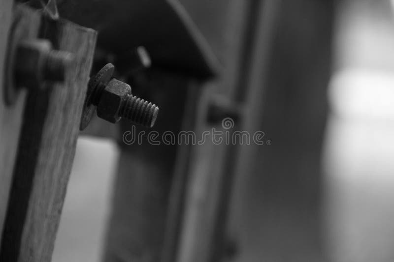 Close-up of Bolts on Wooden Frames in Grayscale Stock Image - Image of ...