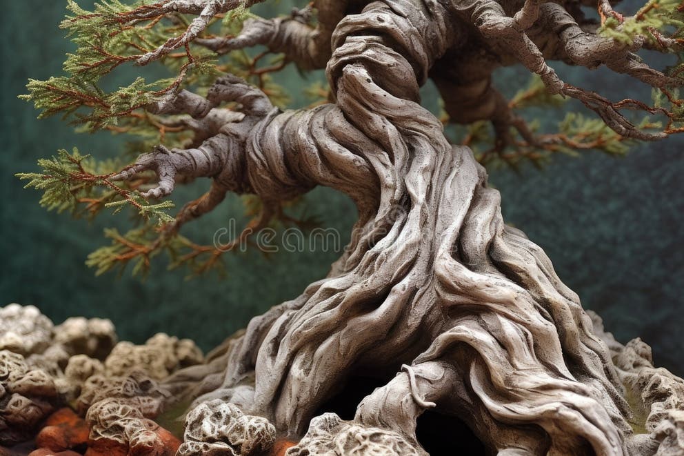 Close-up of a Bonsai Tree with Intricate Root Patterns Stock ...