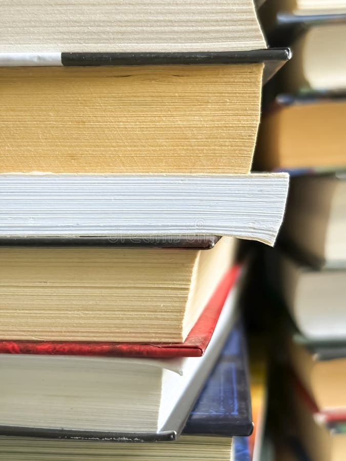 Close-up of Books. Stacks of Books - Close Shooting. a Lot of Books in ...