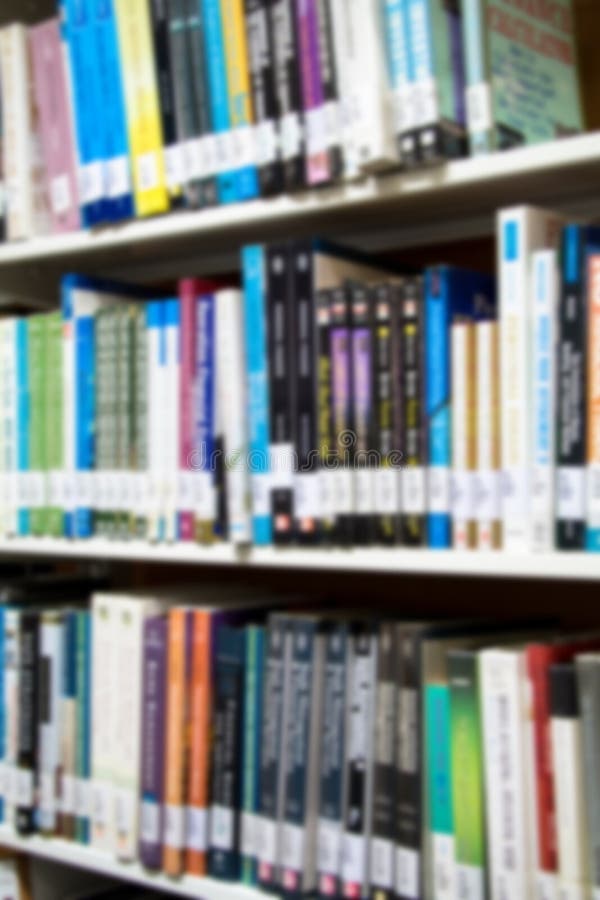 Close Up of a Bookshelf in Library, Abstract Blur Defocused Background ...