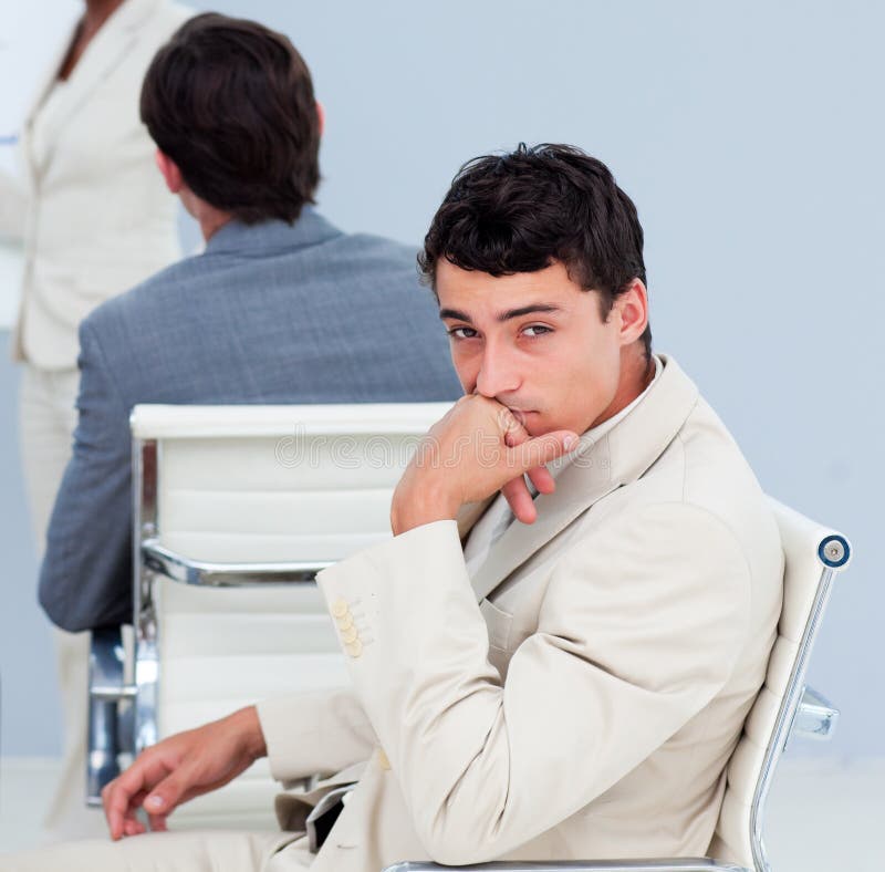 Bored Businessman in a Meeting Stock Photo - Image of multi, learning ...
