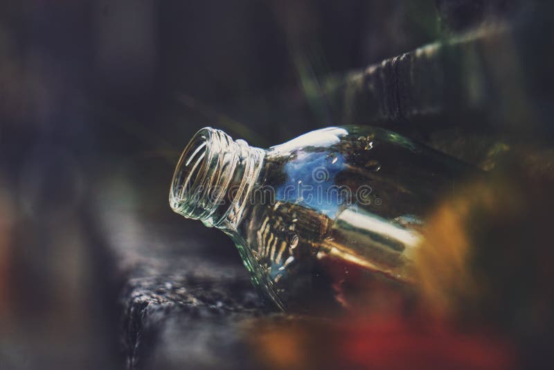 Close-up of Bottle on a Stair Step Stock Image - Image of reflection ...
