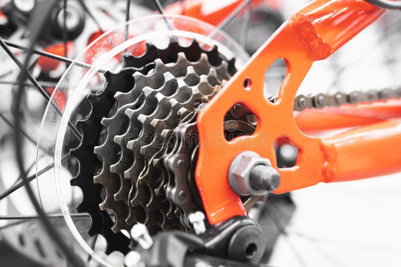 Close-up on the Bottom Bracket with Shift Stars of the Rear Wheel of a ...