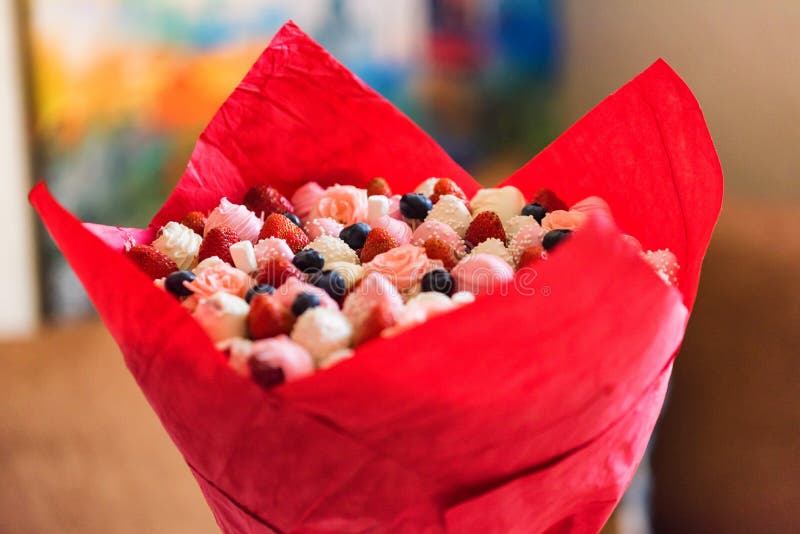 Decorative Bouquet Made of Sweets Close Up Stock Image - Image of cake ...