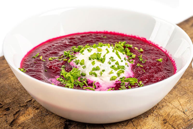 Close-up, Bowl of Beetroot Puree Soup Stock Image - Image of tomatoo ...