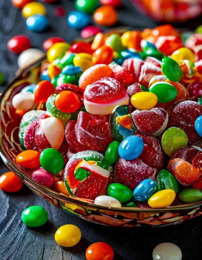 Colorful Bowl of Assorted Candy in a Vibrant Setting Stock Photo ... Colorful Bowl of Assorted Candy in a Vibrant Setting Stock Photo ...