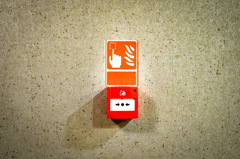 Fire Warning Sign on Marble Wall Stock Photo - Image of equipment ...