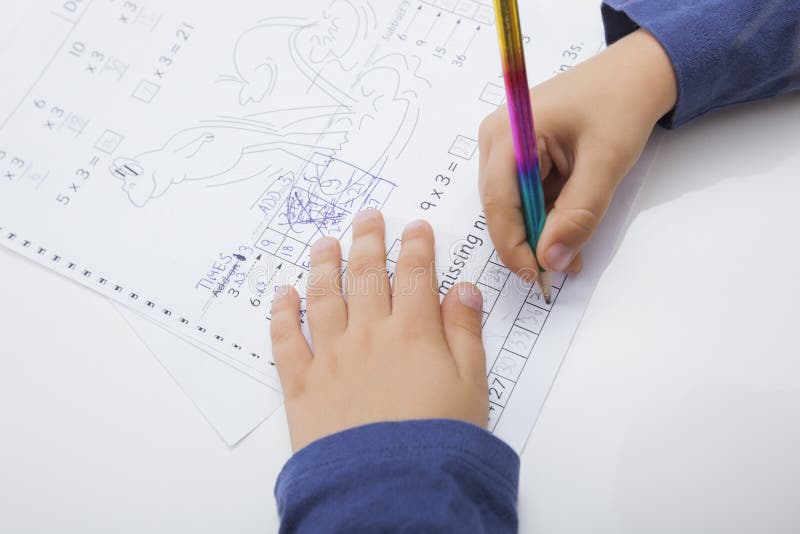 Close-up of Boy S Hand Writing on Paper Stock Photo - Image of indoors ...