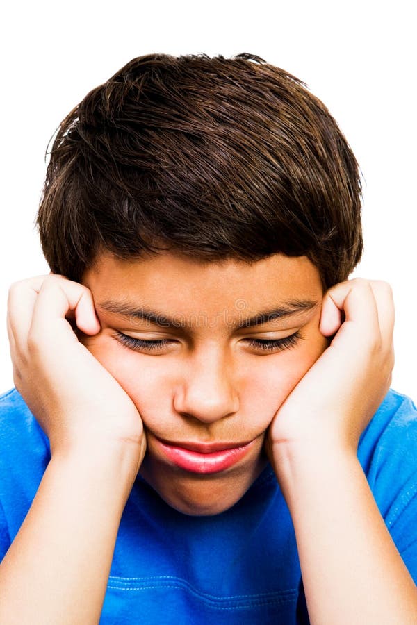 Close-Up of Boy Thinking stock image. Image of shirt, person - 9033595
