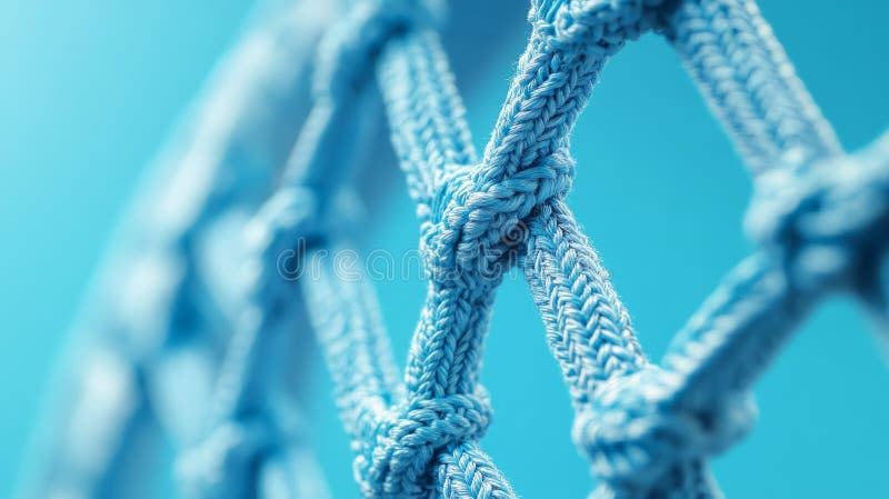 Close-up of Braided Blue Rope Knots Forming a Net Structure. Stock ...