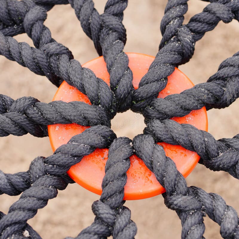 Close-up of Braided Rope Mesh with Orange Ring in the Middle Stock ...