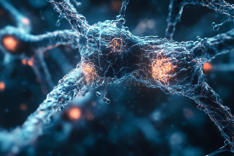 A Close Up of a Brain with a Blue and Orange Color Scheme Stock ...