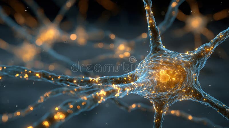 A Close Up of a Brain Cell with a Yellow Dot in the Center. Generative ...