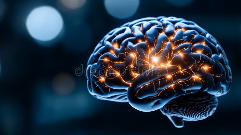 Close-up of the Brain with Colorful Neural Pathways, Representing ...