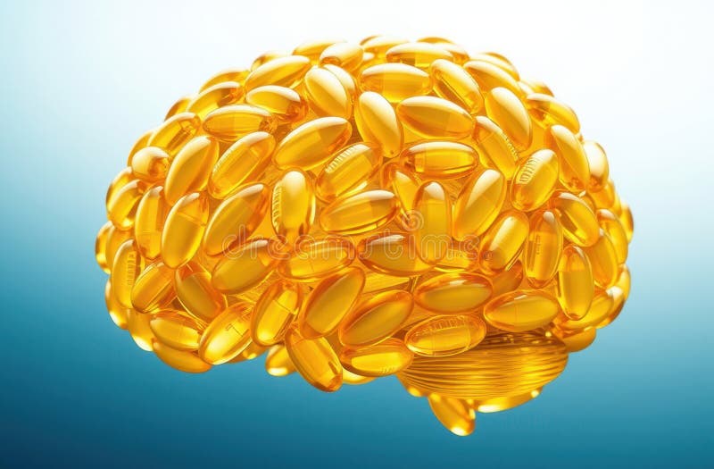 Close Up a Brain of Fish Oil Capsules at 25-1-2025 Stock Illustration ...