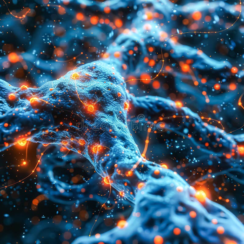 A Close Up of a Brain with a Lot of Neurons and a Lot of Light. Stock ...