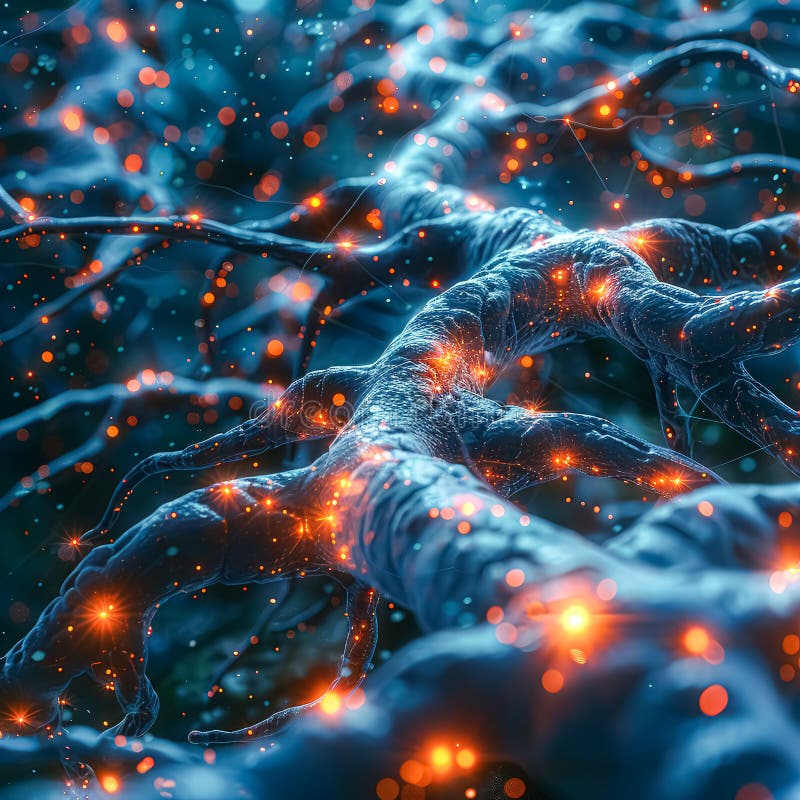 A Close Up of a Brain with a Lot of Neurons and a Lot of Light. Stock ...