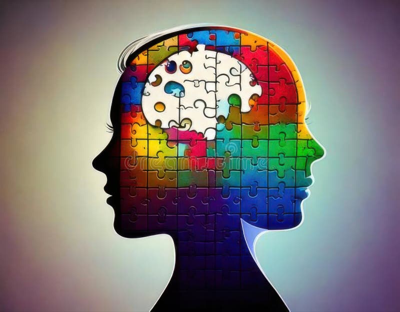 Close Up the Brain Made of Puzzle Pieces Stock Illustration ...