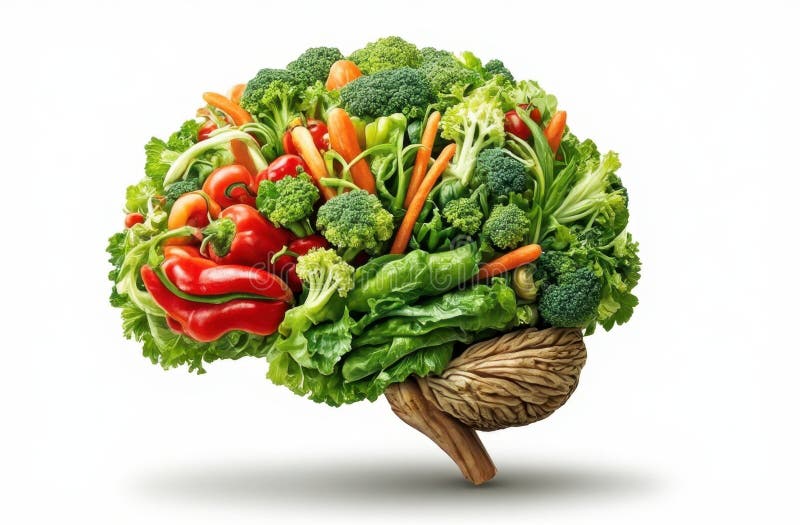 Close Up a Brain Made Up of Vegetables at 25-1-2025 Stock Illustration ...