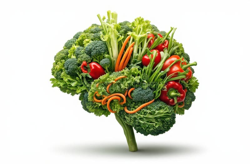 Close Up a Brain Made Up of Vegetables at 25-1-2025 Stock Illustration ...