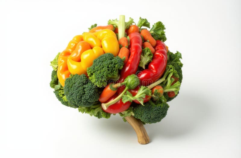 Close Up a Brain Made Up of Vegetables at 25-1-2025 Stock Illustration ...