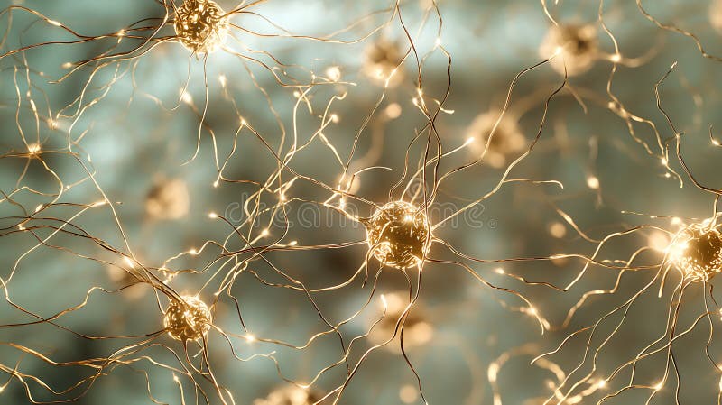 A Close Up of a Brain with Many Neurons Stock Illustration ...