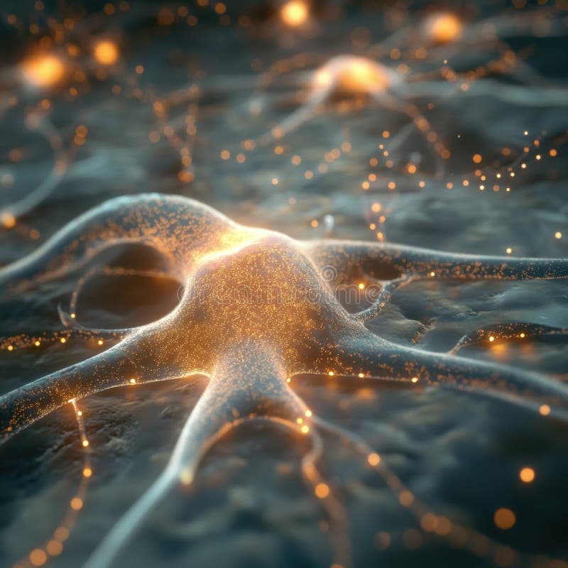 A Close Up of a Brain with Many Neurons Stock Illustration ...