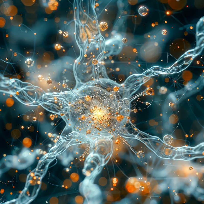 A Close Up of a Brain with Many Small Spheres and Lines Stock Image ...