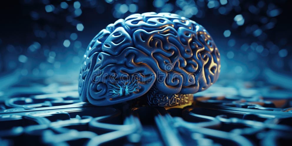 Close Up of a Brain Model on a Computer Keyboard. Perfect for Science ...