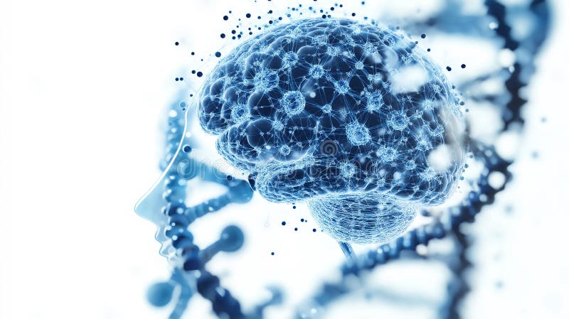 Close-up of Brain Neurons with Blue and Electric Lighting, Representing ...