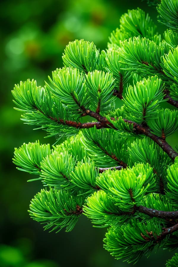 A Close Up of a Branch of a Pine Tree with Green Needles Stock Photo ...