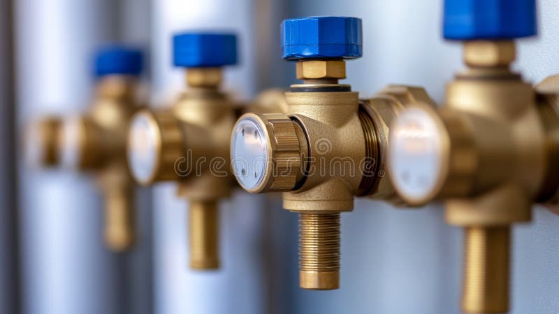 Close Up of Brass Backflow Valve Block Mounted Inside Distribution Box ...