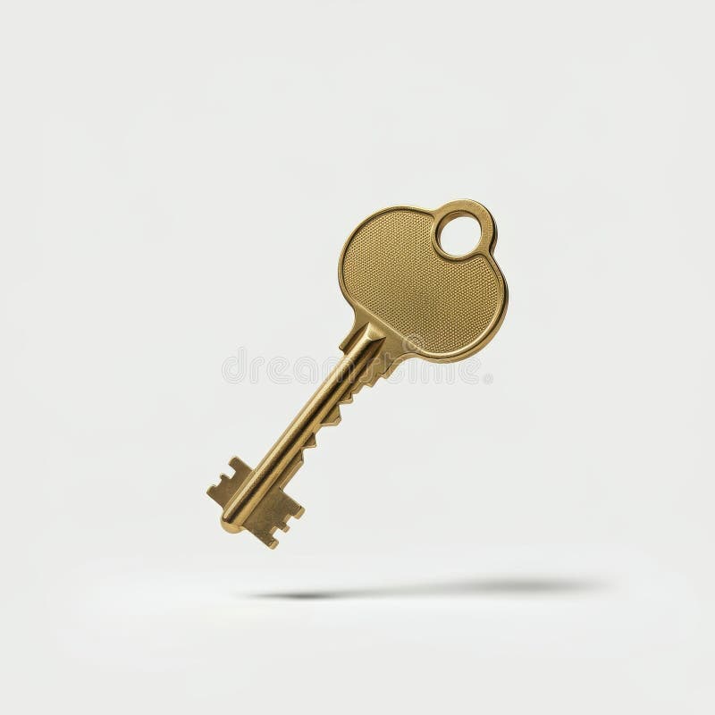 A Close-up of a Brass Key on Transparent Background Stock Illustration ...