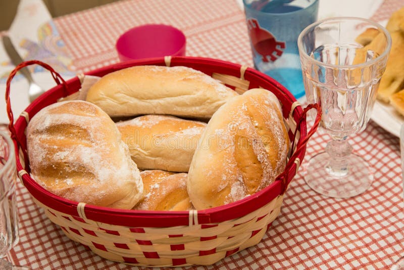 Close Up Bread Basket on the Table Stock Photo - Image of wicker ...