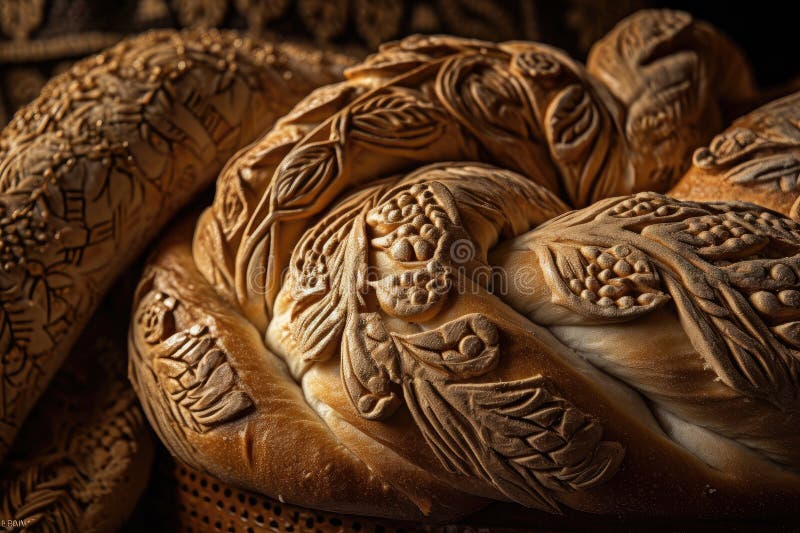 Close-up of Bread with Intricate Braids and Patterns Stock Photo ...
