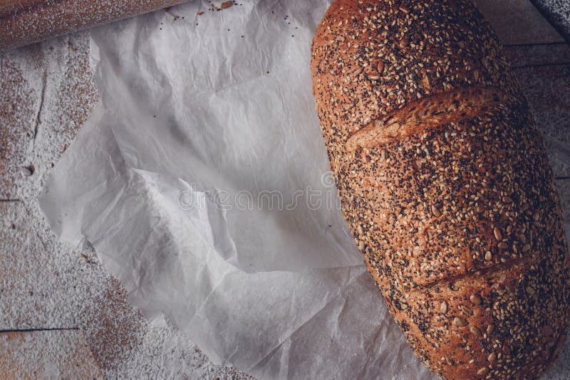Close-up of Bread with Seeds and Seeds. Gastronomy Concept Stock Photo ...