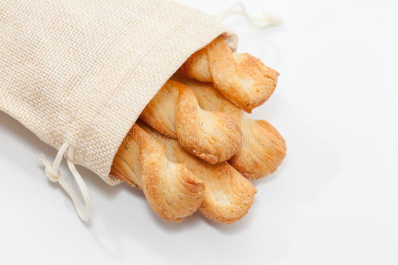 Bread stick on sack stock image. Image of pastry, healthy - 108167507